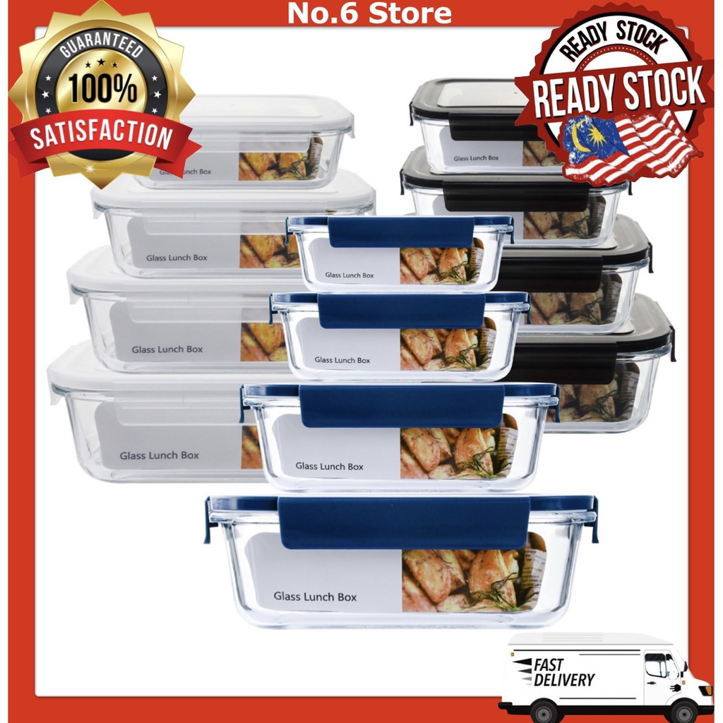 Premium Airtight Glass Container Food Storage Bekas Microwave Bekas ...
