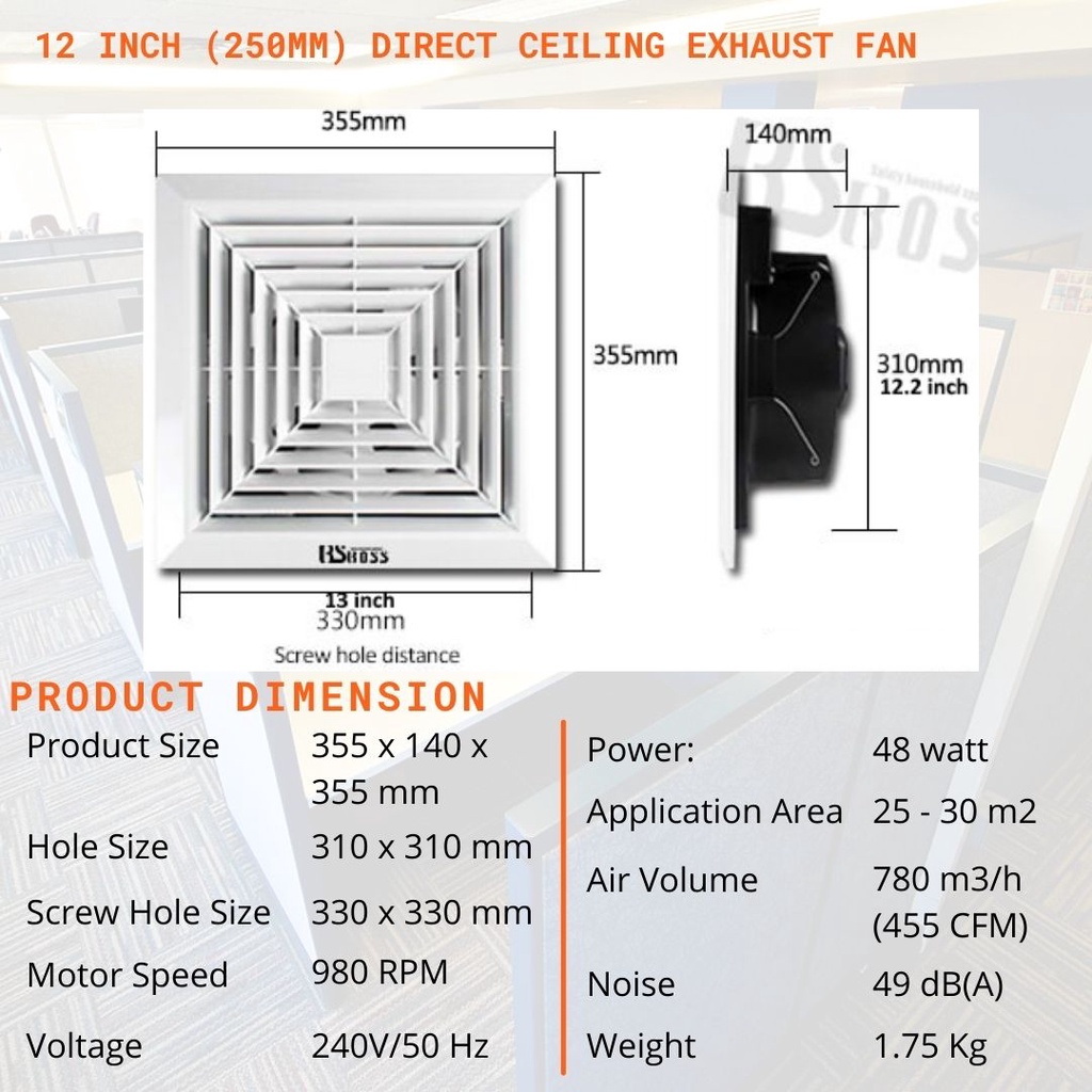 Ceiling Exhaust Fan Size