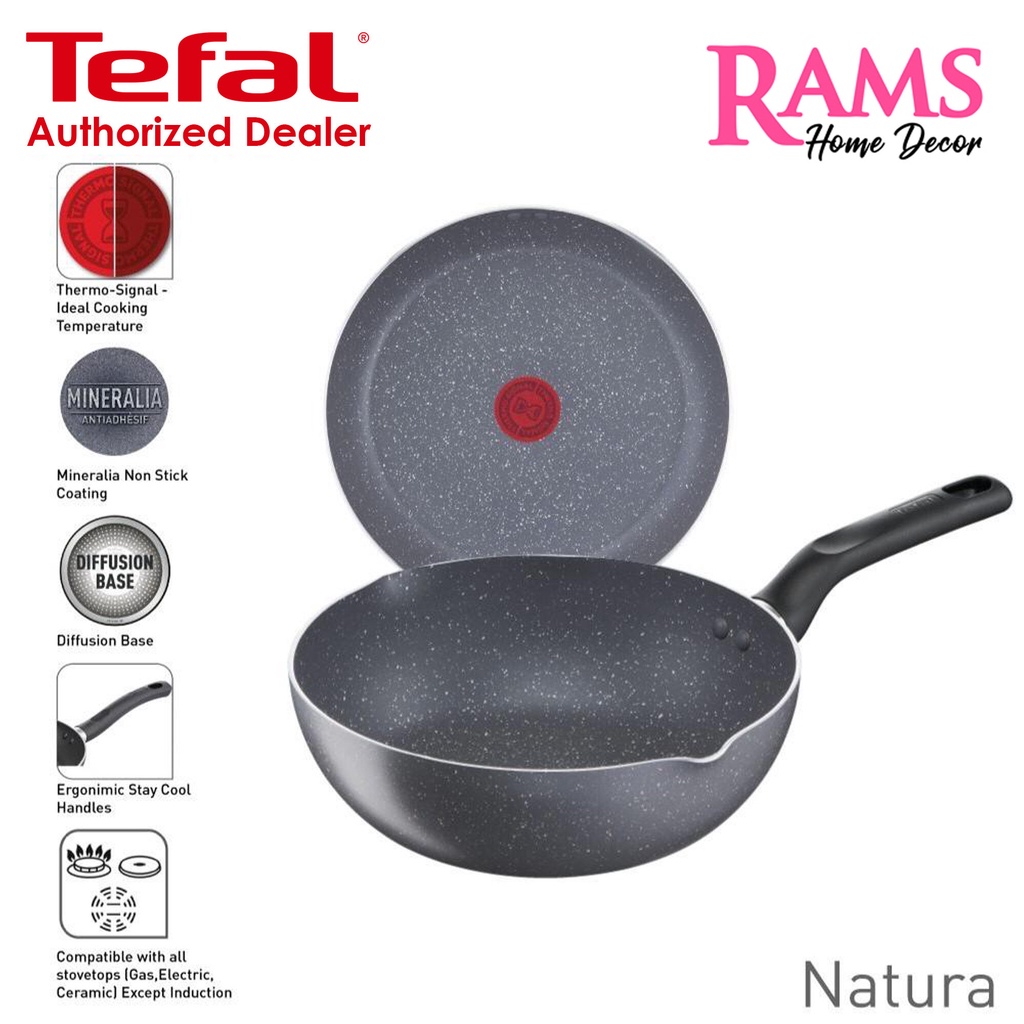 Tefal Natura Non-Stick Deep Frypan & Wokpan / 24cm, 26cm & 28cm Deep Frypan / 28cm & 34cm Wokpan ...