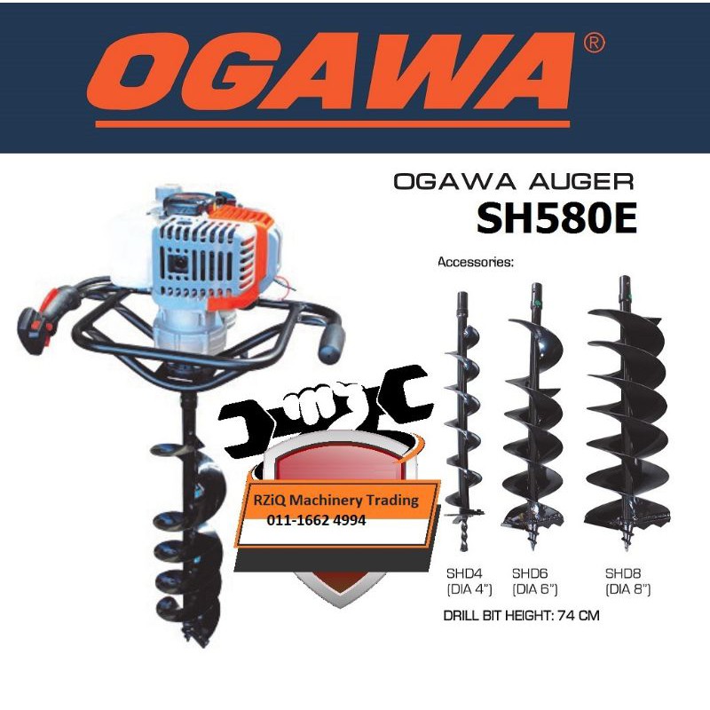 RZiQ Ogawa SH580E 52cc Earth Auger Machine with 3 units drill bits ...