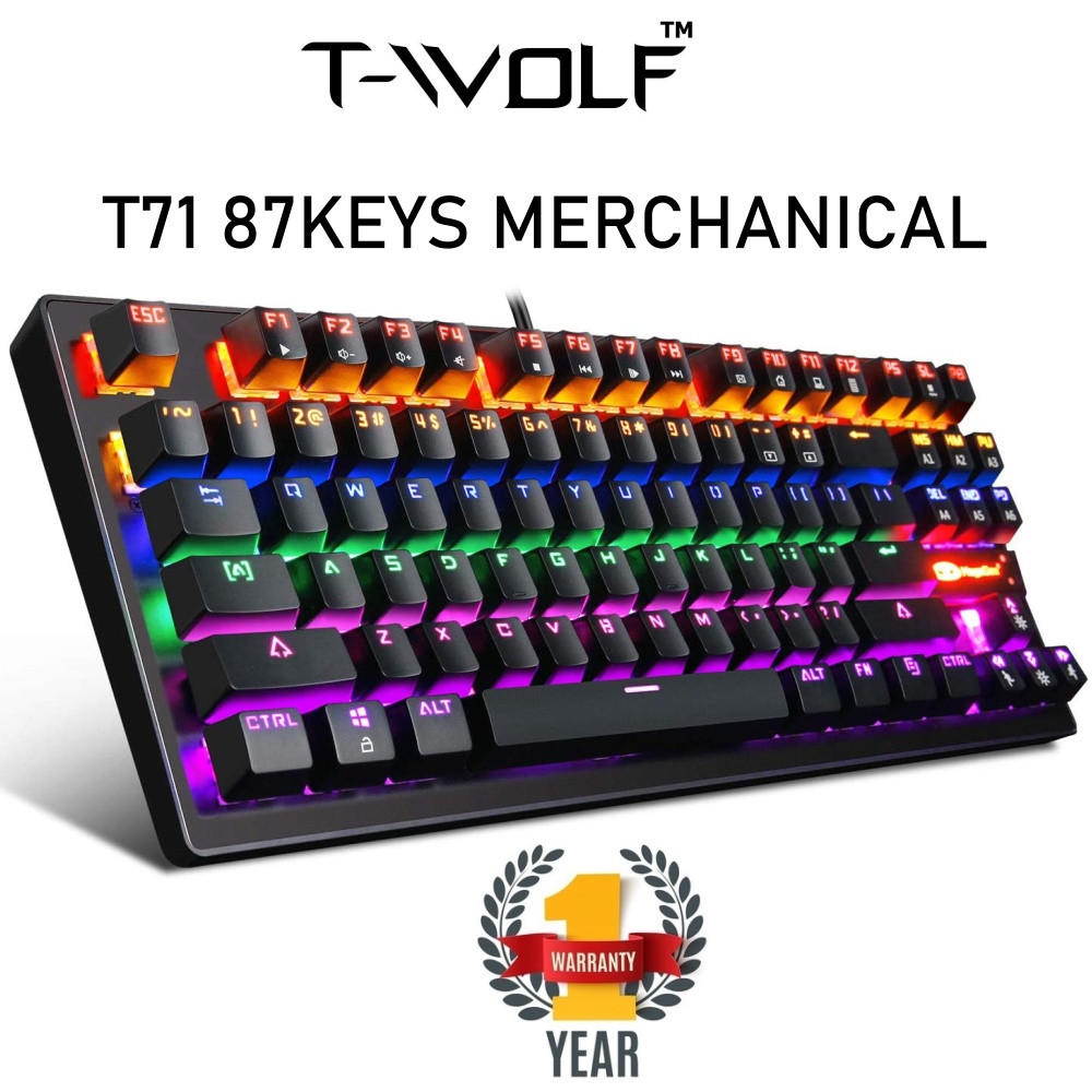 T-WOLF T70 T71 T17 TRUE MECHANICAL GAMING KEYBOARD. LIKE AULA F2058 ...