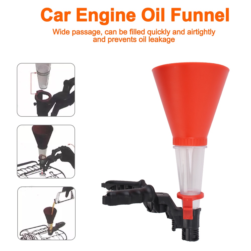 Universal Car Engine Oil Funnel Filling Equipment Kit Adjustable Gasoline Special Funnel Non ...