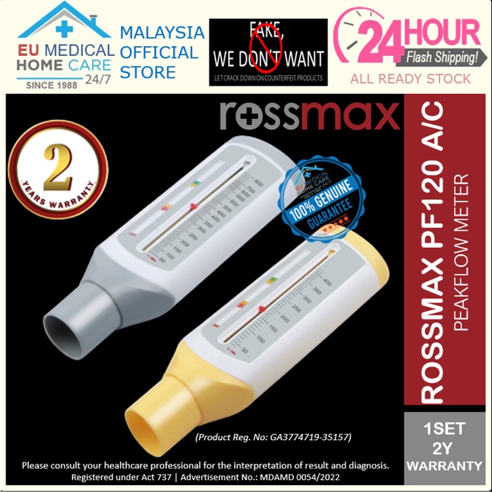 Rossmax PF120 Adult/Child Peak Flow Meter with Color–Coded Indicators ...