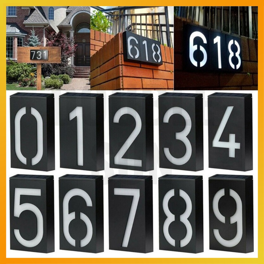Solar house number sign plat nombor rumah outdoor lampu modern house ...