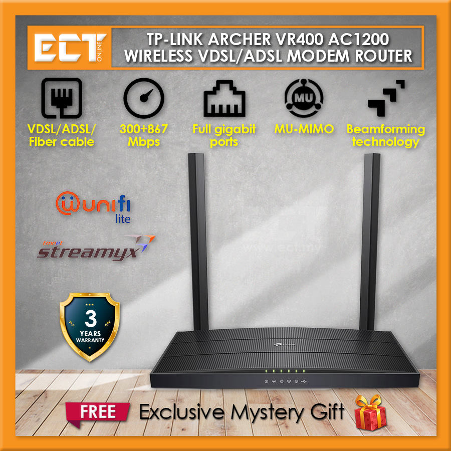 TP-Link Archer VR400 V3 AC1200 Wireless Dual Band OneMesh MU-MIMO VDSL ...