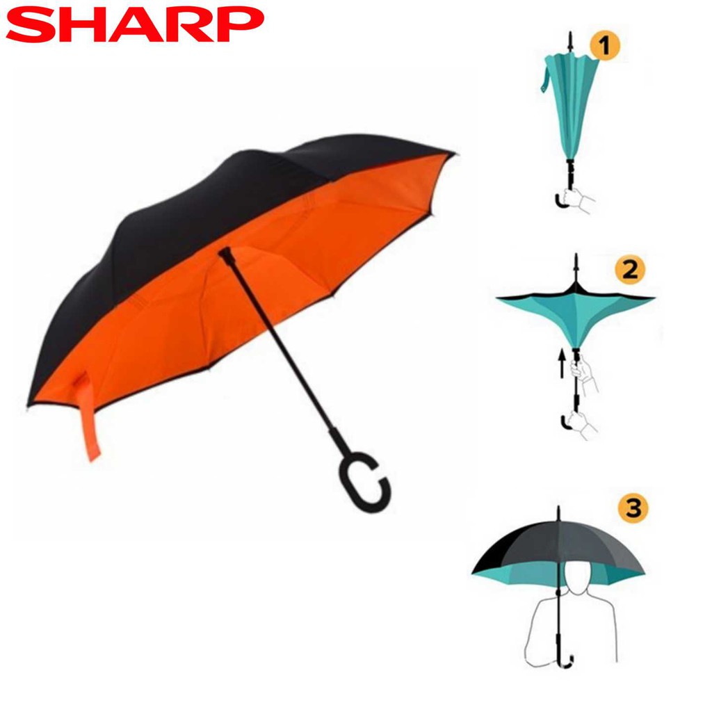 Sharp Dual Layer Reverse Upside Down Umbrella | Shopee Malaysia