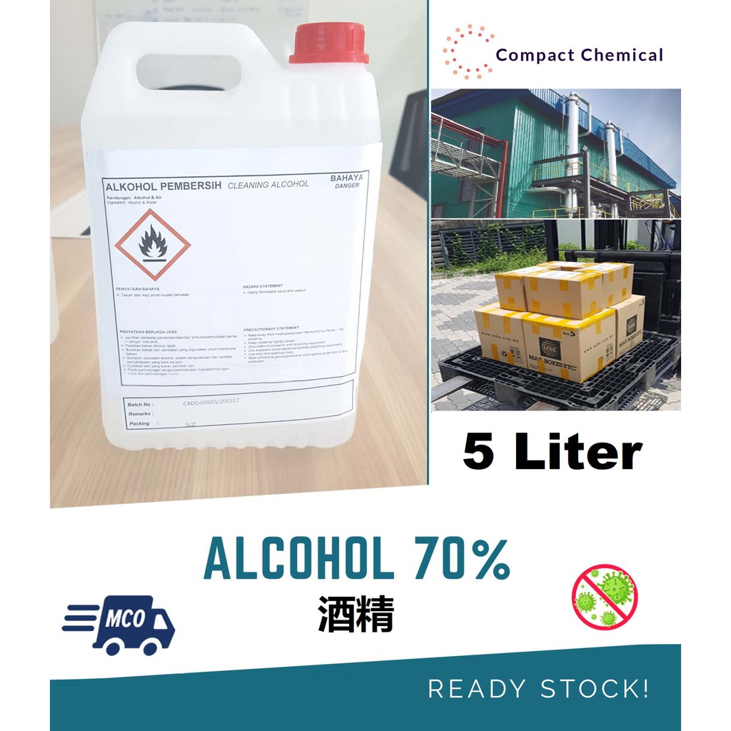 Alcohol 70 Ethanol Surface Cleaning And Disinfectant 5 Liter 5000ml