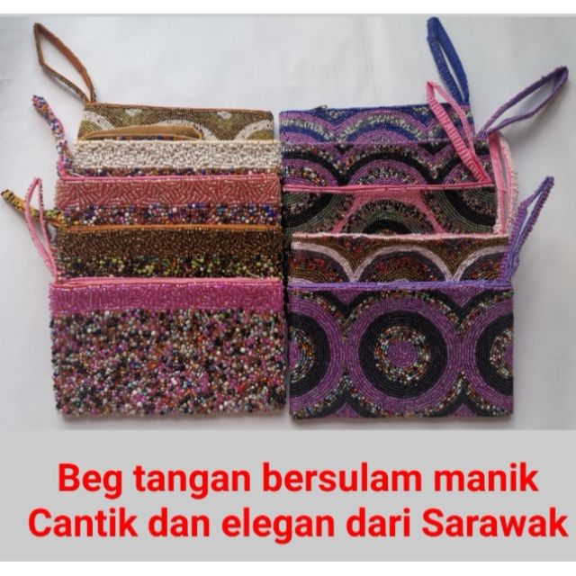 Beg warna-warni, bersulam manik dari Sarawak / beaded, embroidered ...