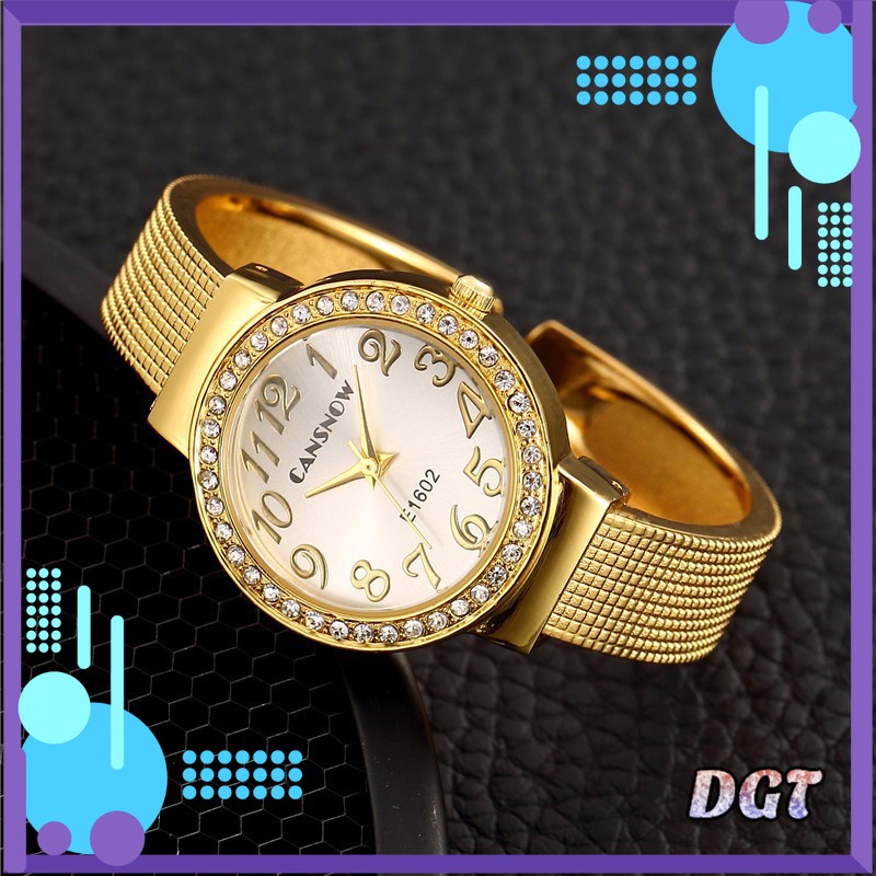DGT New Fashion Brand Women Gold Dress Watch Rhinestone Clock | Shopee ...