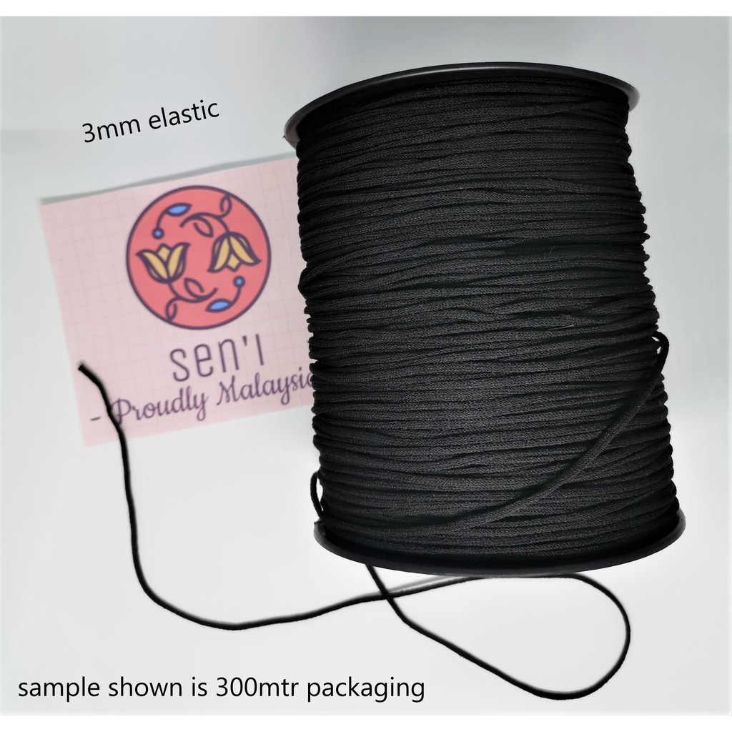 50mtr (Packed in 2 x 25 Mtr) Mask Elastic for ear loop - 3mm round ...