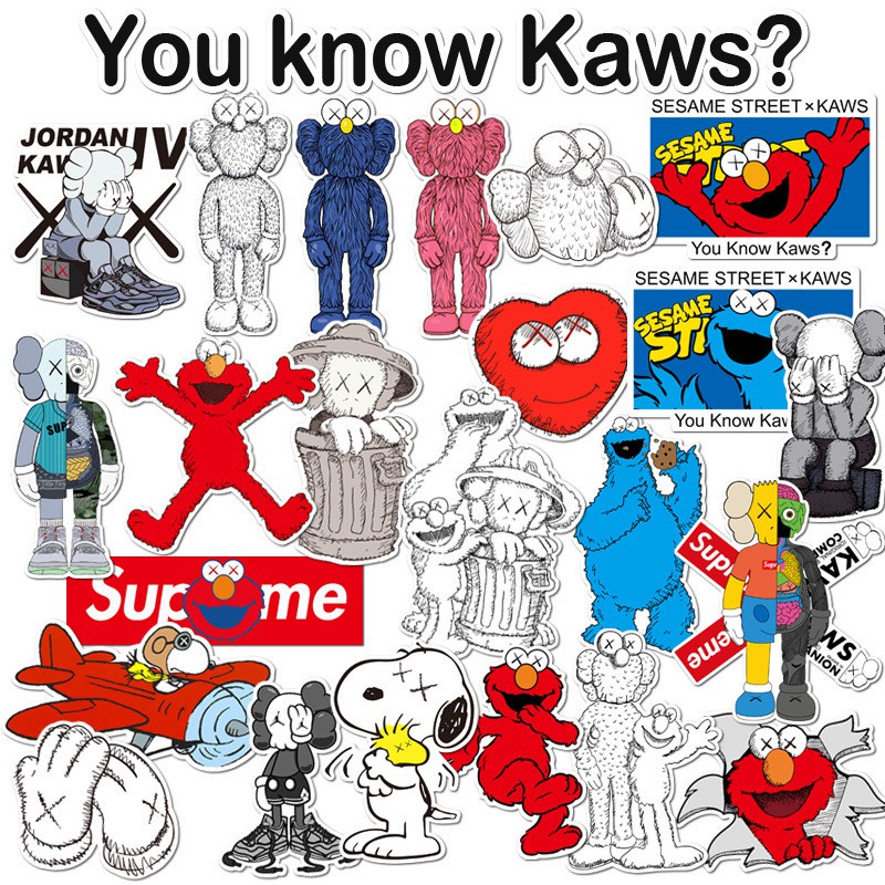 (PREMIUM DESIGNER STICKER) 23pcs KAWS X SESAME STREET Vinyl Decal ...