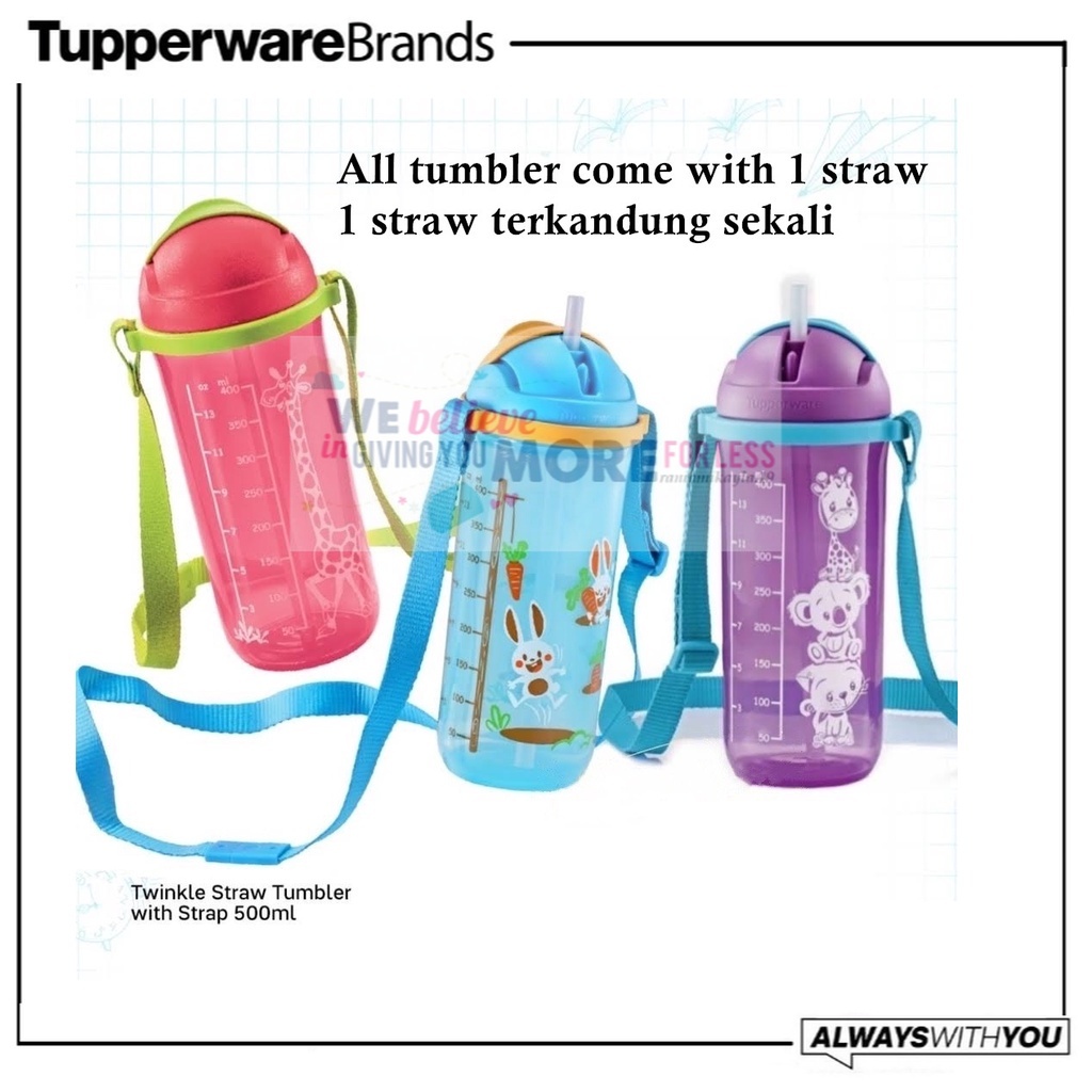 Tupperware Kids Twinkle Straw Tumbler 500ml Red / Blue / Purple BPA ...