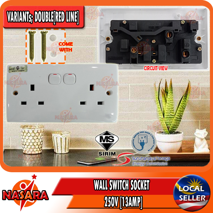 Nasara ~ 13amp 250v wall switch socket outlet 3 pin | BeeCost