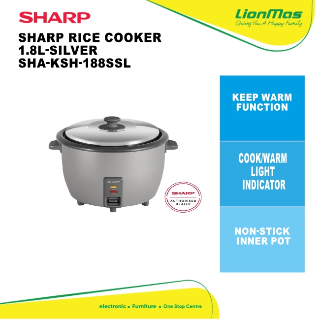 Sharp Rice Cooker - Silver (1.8L) SHA-KSH188SSL | Shopee Malaysia