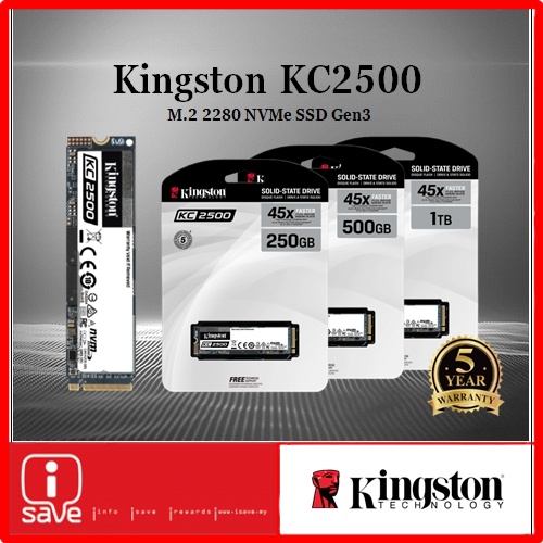 Kingston KC2500 M.2 2280 NVMe SSD Gen3 250GB 500GB 1TB ( SKC2500M8/250G ...