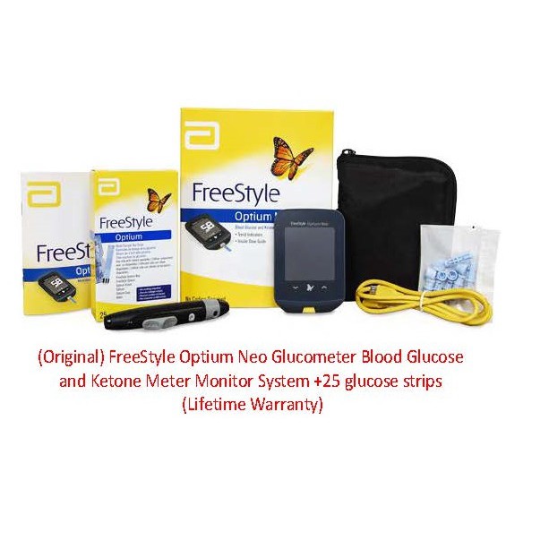(Original) FreeStyle Optium Neo Glucometer Ketone Meter Monitor 25 ...