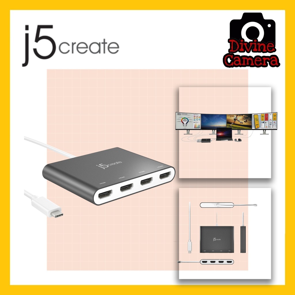 J5 Create USB-C to 4-Port HDMI Multi-Monitor Adapter JCA366 | Shopee ...