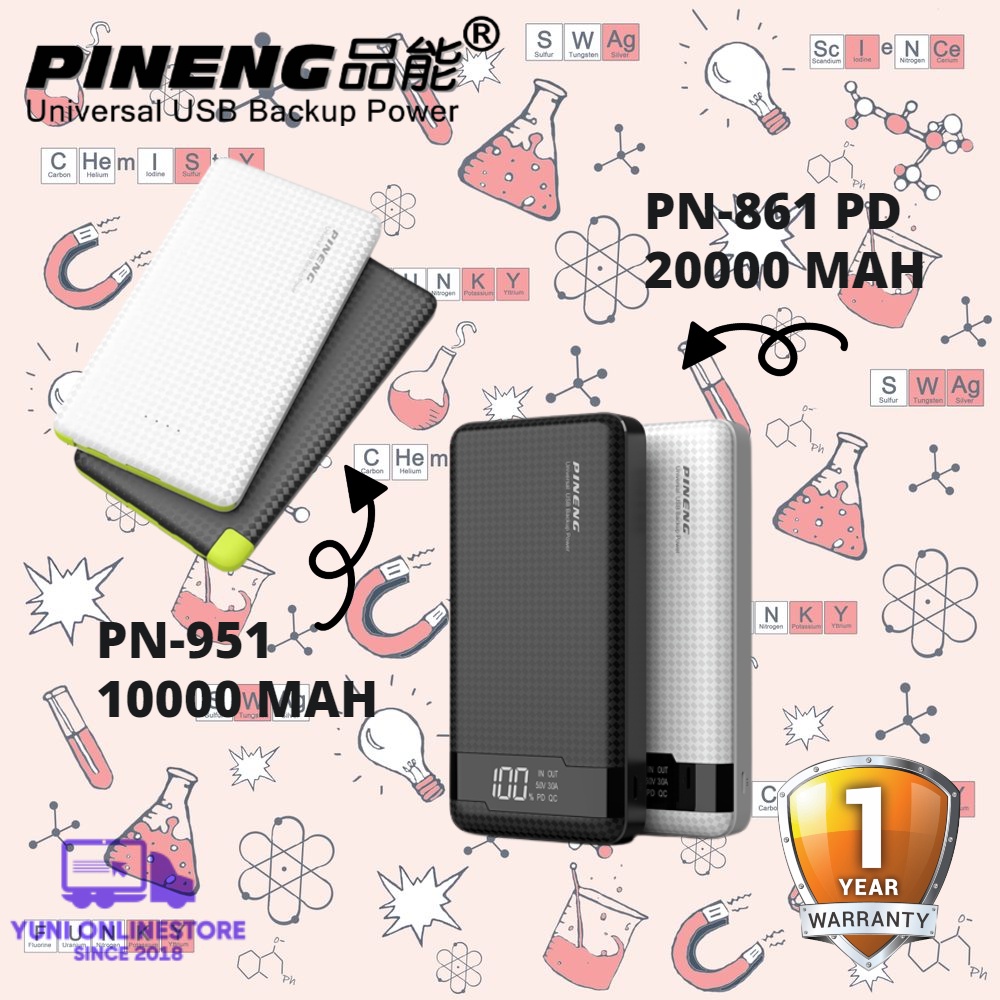 Pineng Power bank PN-951 10000mAh/ PN-861 PD 20000mAh Powerbank Black ...