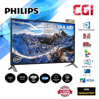 Philips 42.5" 438P1 5ms 4K Ultra HD LCD display with MultiView Monitor ...
