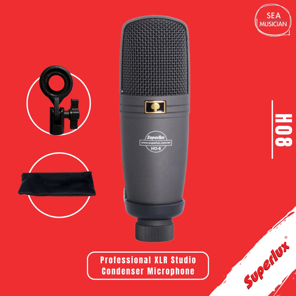 SUPERLUX H-08 PROFFESIONAL STUDIO CONDENSER MICROPHONE (H08/ HO8/ RECORDING MIC/ SEAMUSICIAN ...