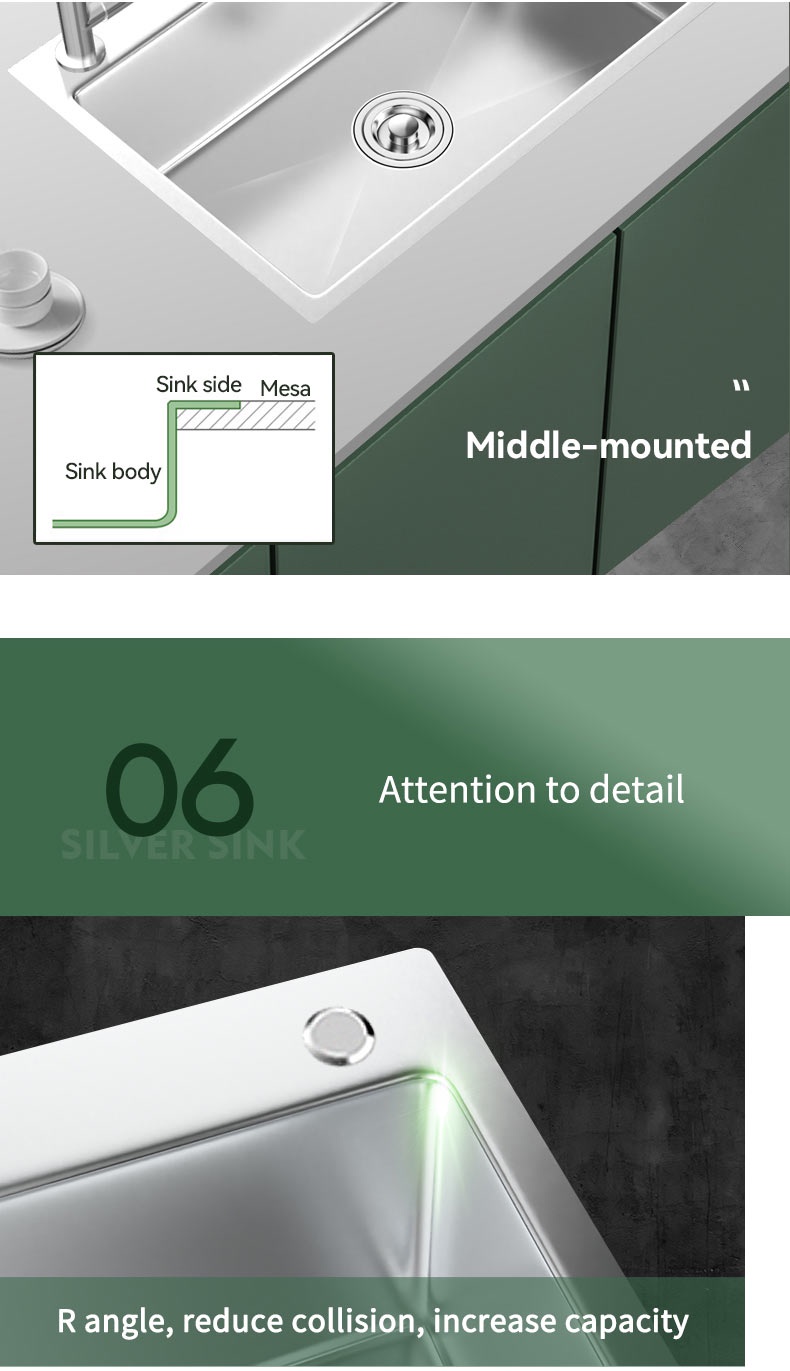 Singki Dapur Nano Sinki 304 Stainless Steel Handmade Single Bowl ...