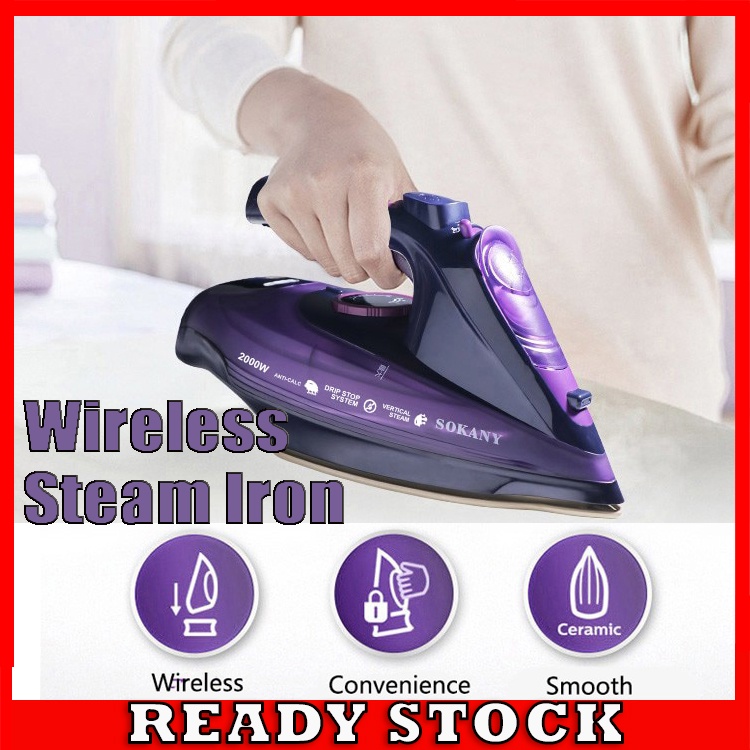 Iron Steam Cordless Seterika Baju Wap Baju Stim Wreless Iron Strika ...