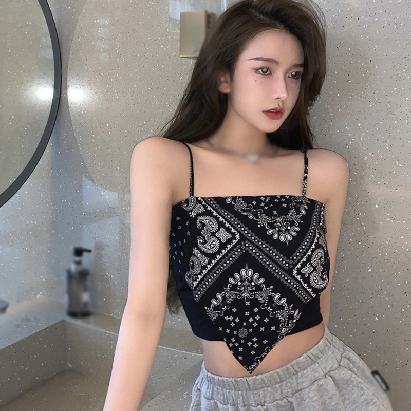Women's Irregular Tank Tops Korean Fashion Backless Exposure Navel Fake ...