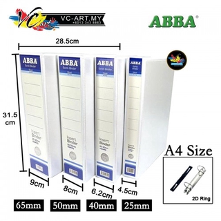 ABBA 2D Ring File (White) Insert Binder / Fail Kulit Keras Putih ...