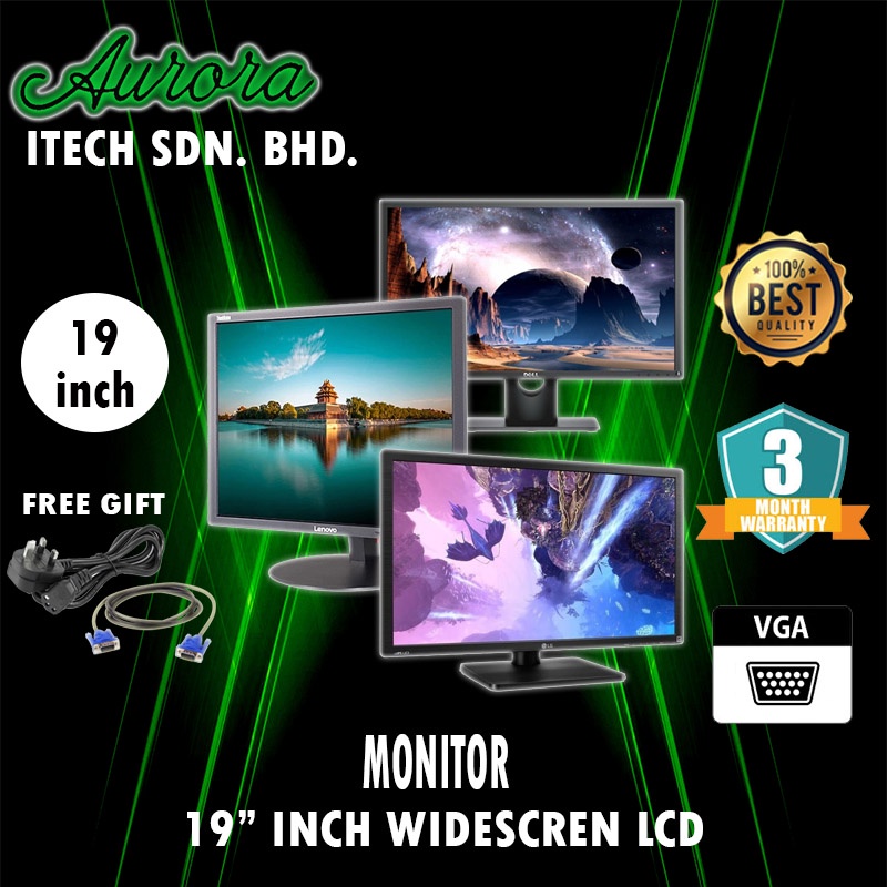 (REFURBISHED) GRADE A 19 INCH LCD-LED SCREEN MONITOR / MIX BRAND / VGA ...