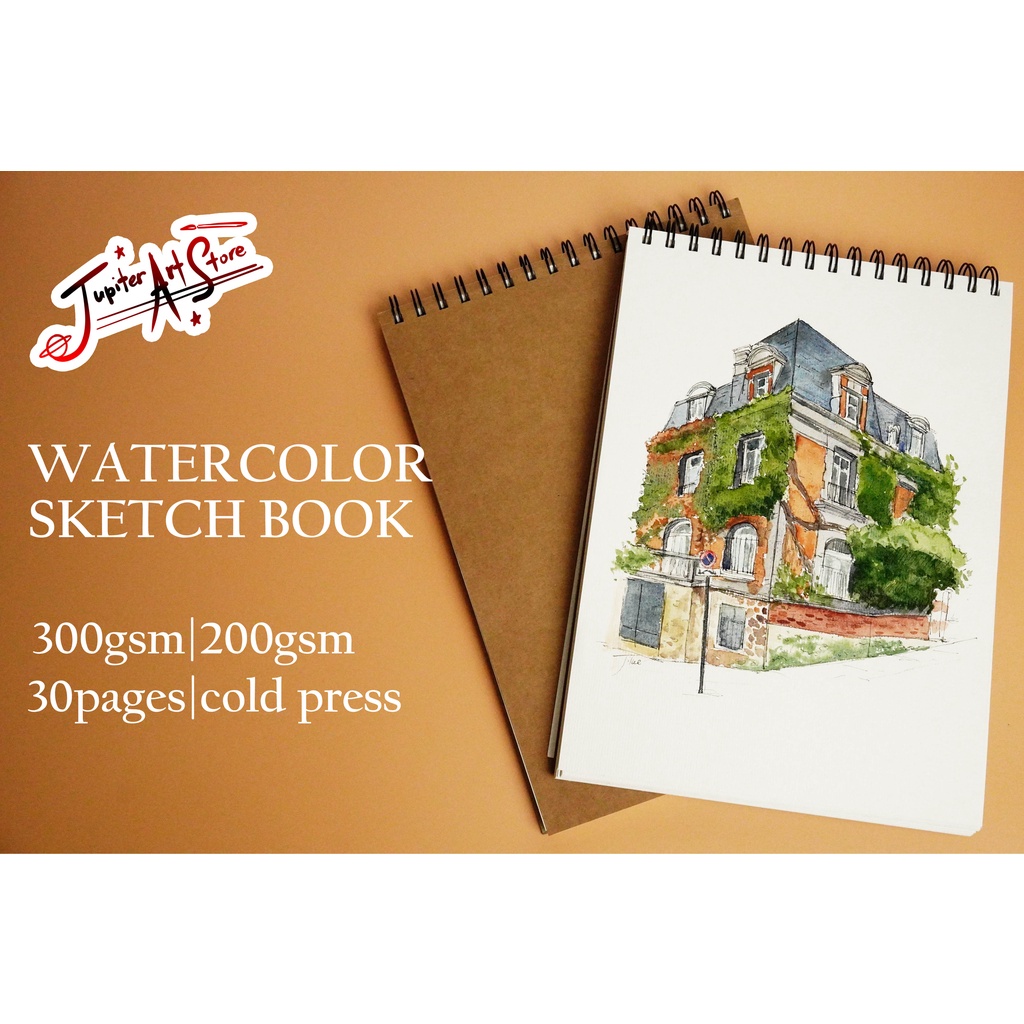 Watercolor Sketch Book Thick Paper 300gsm 200gsm Medium Rough 30 sheets ...