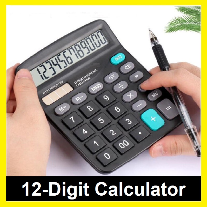 12-Digit Calculator (BIG Display & Button / Dual Power Solar or Battery ...