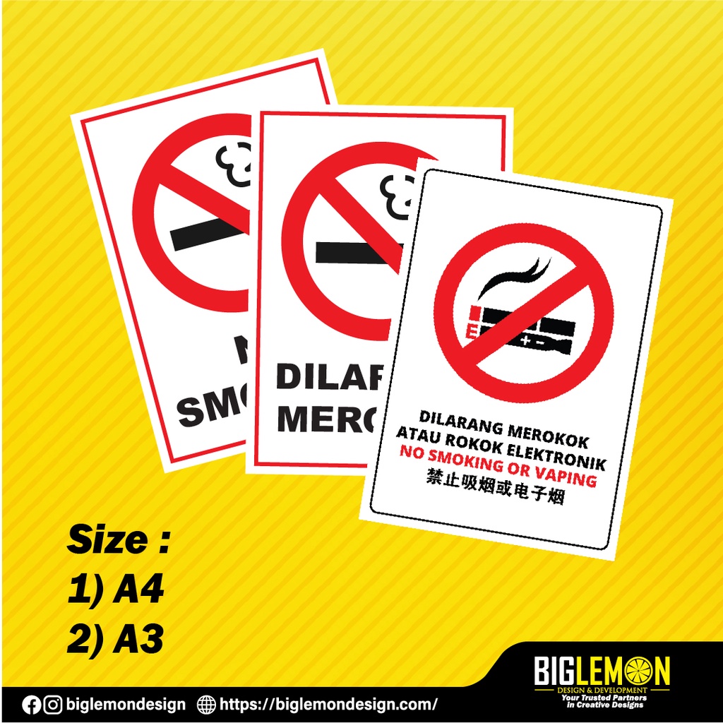 No Smoking Sticker Label No Smoking board Di larang merokok label ...