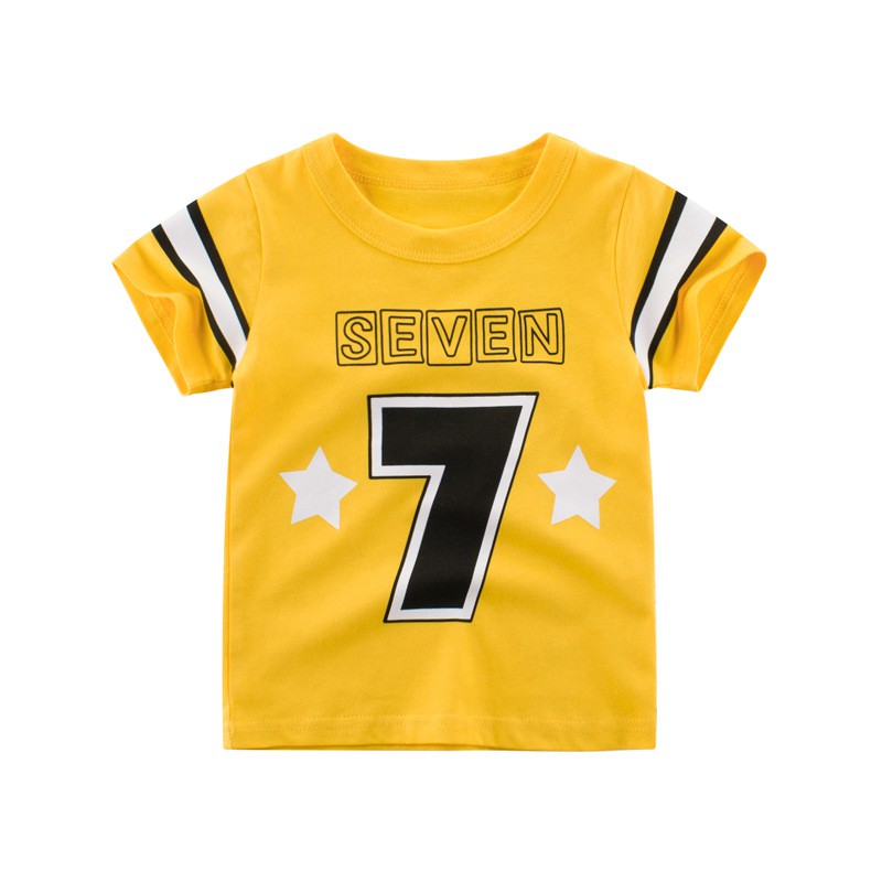 Boys T-shirt Stripes Number 7 Kid Girl Children Tops Short Sleeve ...