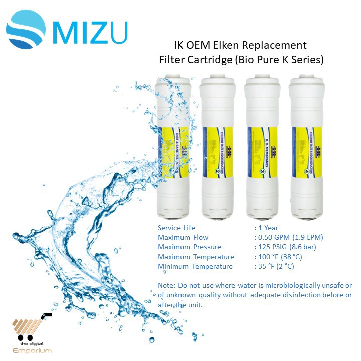 IK OEM ELKEN BIO PURE K Series Water Filter Cartridge, ELKEN Water ...