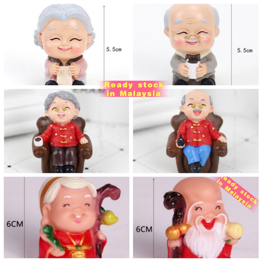Cake topper cartoon/ toy Grandfather and grandmother (Ready stock in ...