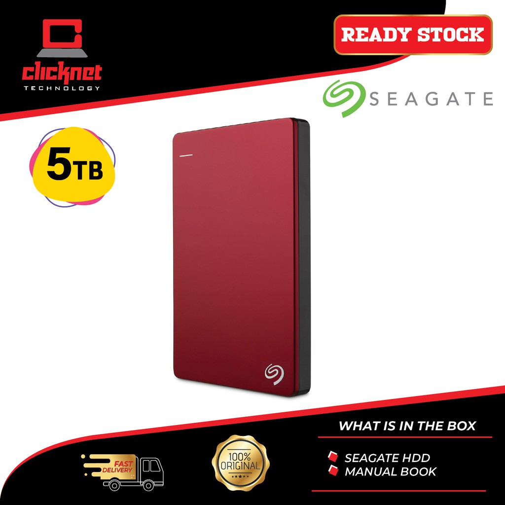 Seagate Hard Drive 5TB Backup Plus External Hard Drive (Red) | Shopee ...