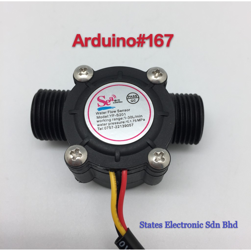 Arduino#167 YF-S201 Hall Effect Water Flow Sensor 1-30L/min | Shopee ...