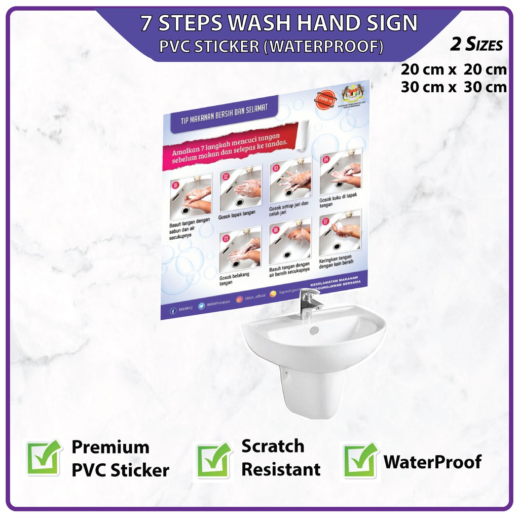 7 Steps Wash Hand SIgn, Signange Cuti Tangan | Shopee Malaysia