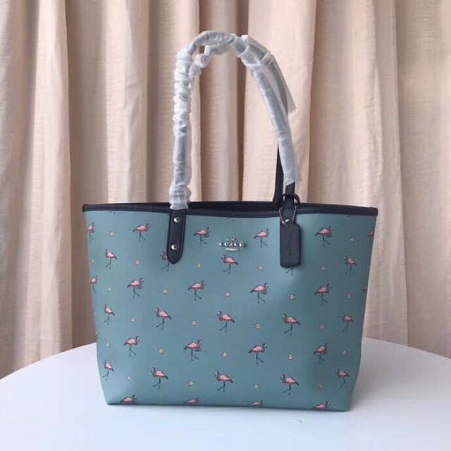 AUTHENTIC COACH RIVERSIBLE CITY TOTE IN FLAMINGGO PRINT CANVAS ( F29558 ...