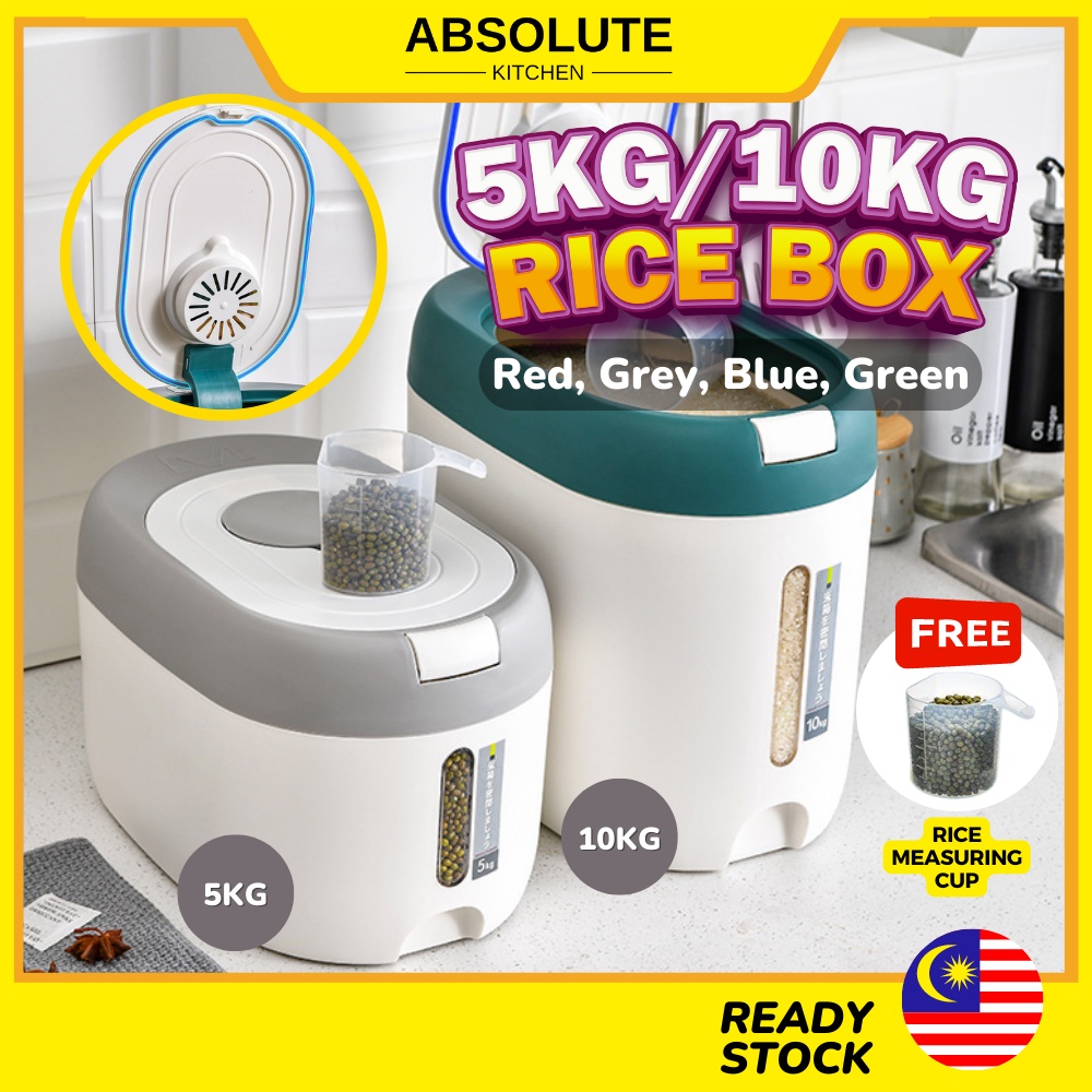 READY STOCK🇲🇾 【5kg / 10kg】 Rice Box Airtight Rice Grain Bucket Storage ...