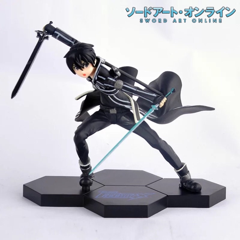 Sword Art Online Kirito Black Swordsman Dual-Wield Two Sword Style 15cm ...