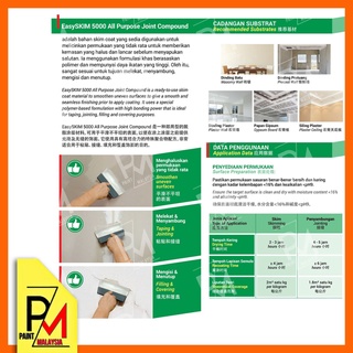 NIPPON PAINT Easyskim 5000 All Purpose Joint Compound 5KG Wall Cement ...