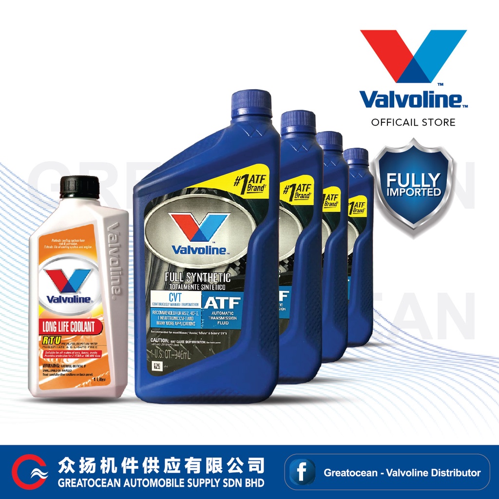 Combo Valvoline CVT ATF 1Q x4Btl + Coolant 1L Auto Oil Transmission ...