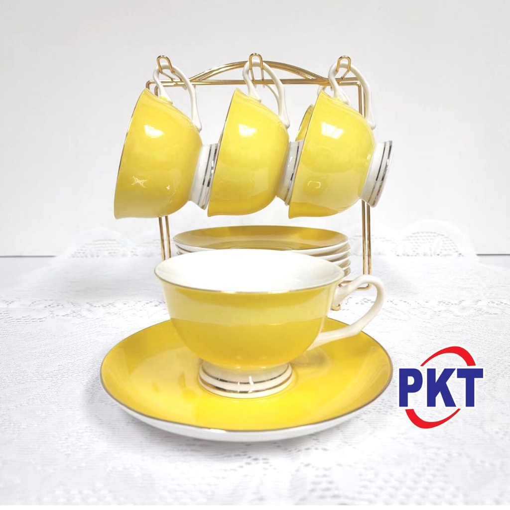 13PC CUP & SAUCER PORCELAIN 220ML // CAWAN & PIRING PORCELIN CERAMIC ...
