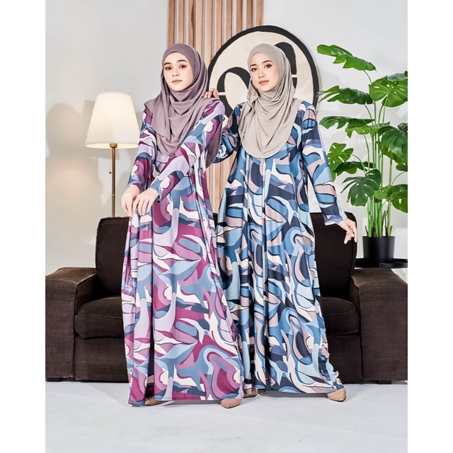 JUBAH KAFTAN TAK PAYAH GOSOK LAINA Moss Crepe Nursing Friendly Poket Tepi Solat Ready Plus Size ...