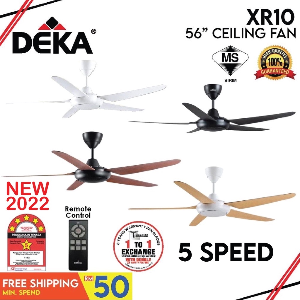 [NEW Model 2022] DEKA Fan XR10 56" 5 Speeds Control 5 Blades Remote ...