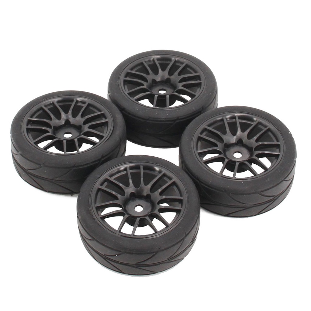 4PCS 1/10 Rubber Tire RC Racing Car Tires On Road Wheel Rim 26*65MM For ...