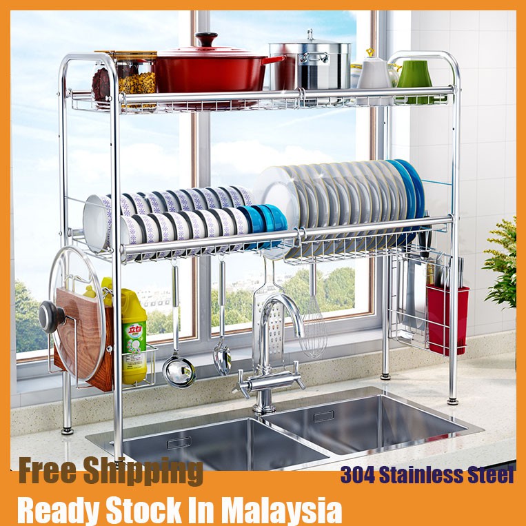 🔥READY STOCK⚡304 Stainless Steel Rak Dapur Dish Rack Kitchen Rack Rak ...