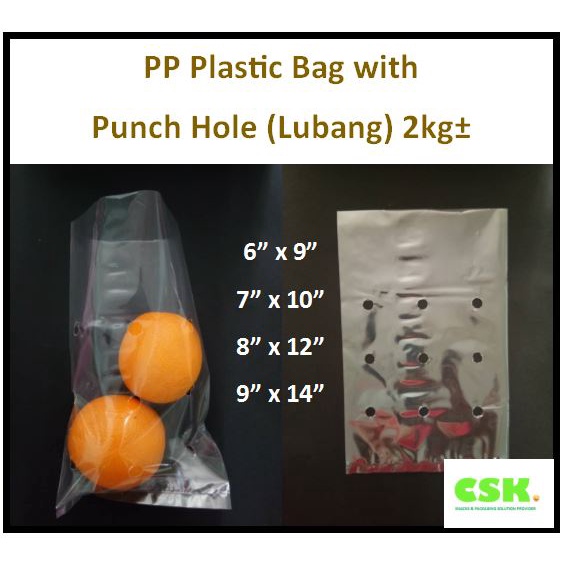 Plastic PP Bag Transparent with Punch Hole (04) | 2kg± | Plastik Lubang ...