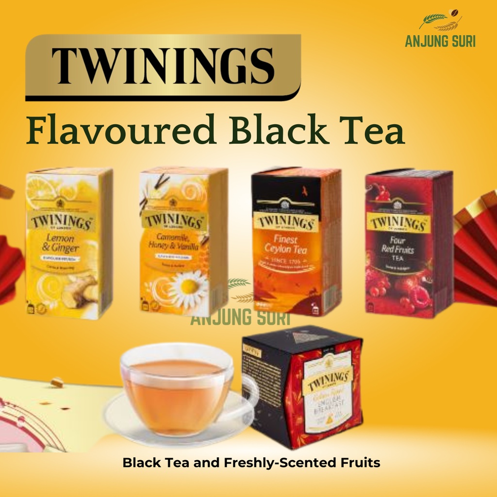 Twinings Flavoured Black Tea Range 25 teabgs Four Red Fruits Passion ...